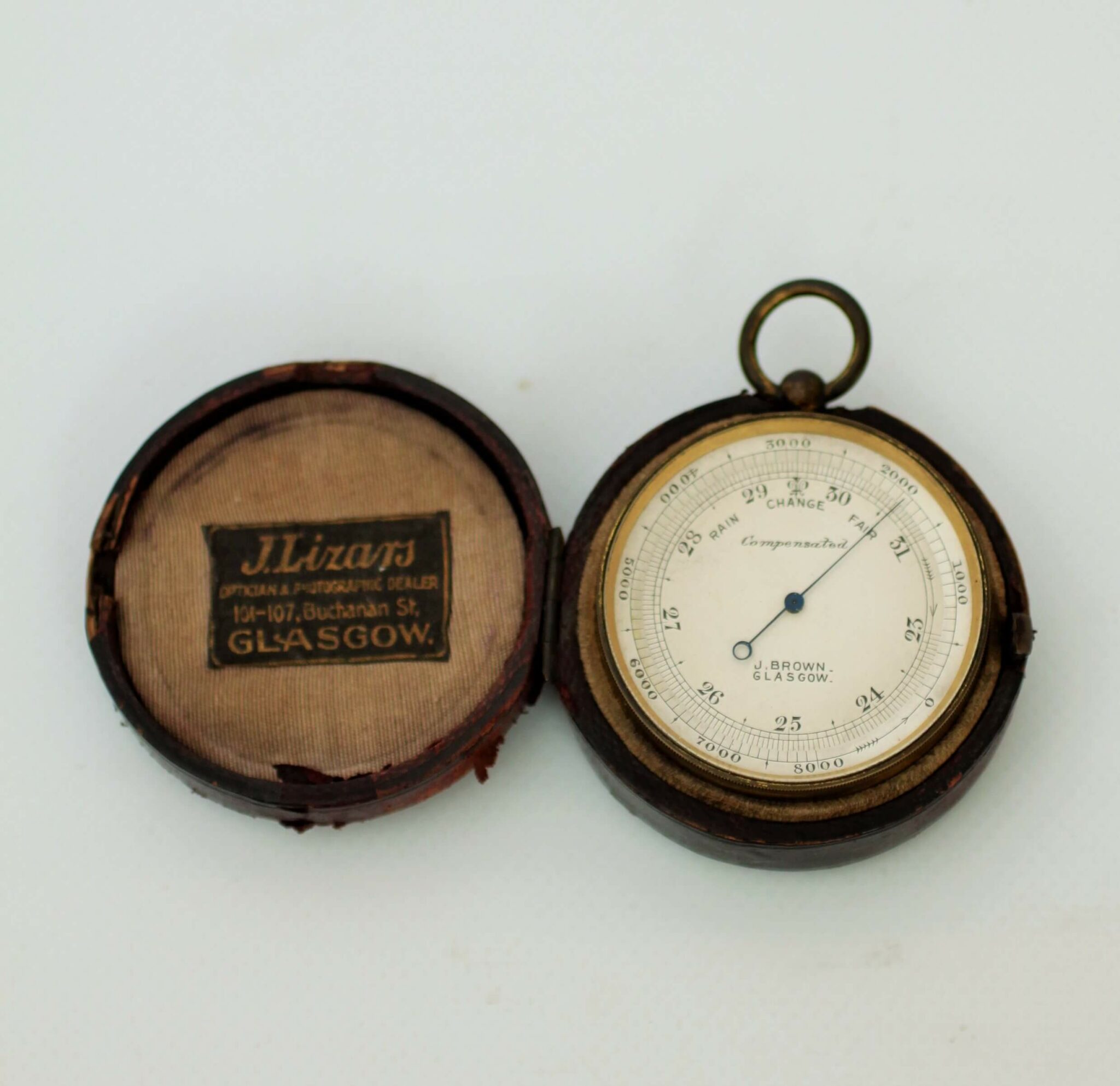 A Scottish gilt brass pocket barometer, J. Brown Glasgow, circa 1890 ...