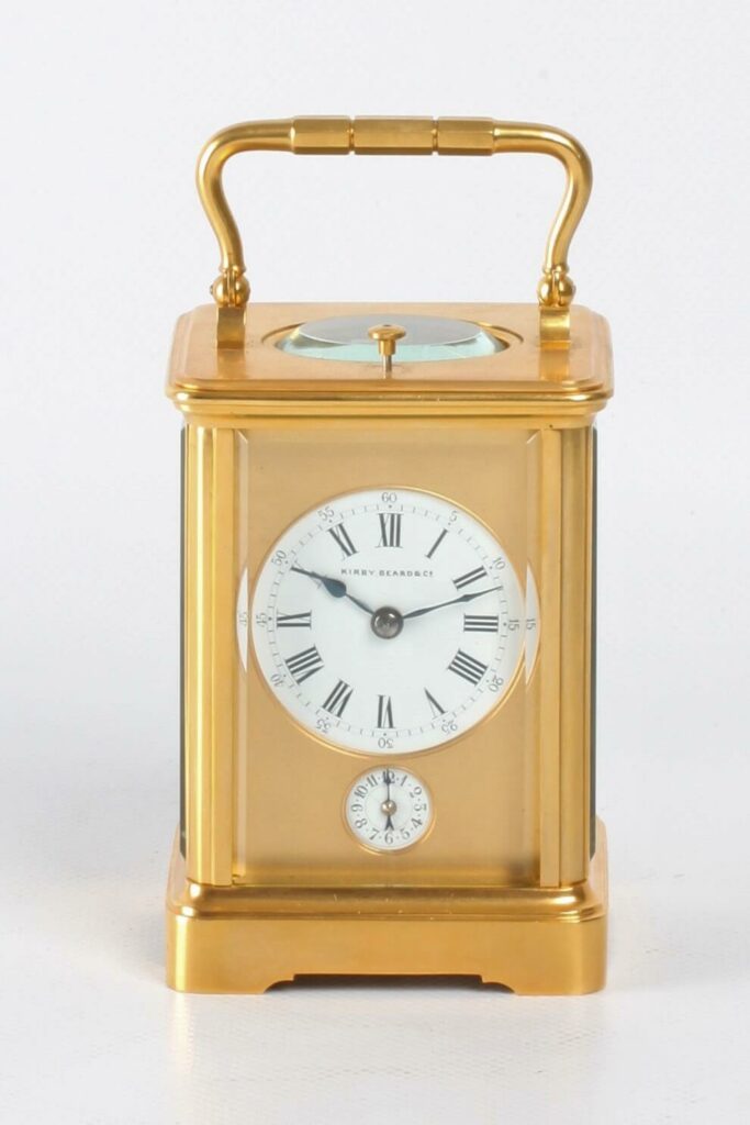 A small French gilt quarter striking carriage clock, Margaine, circa ...
