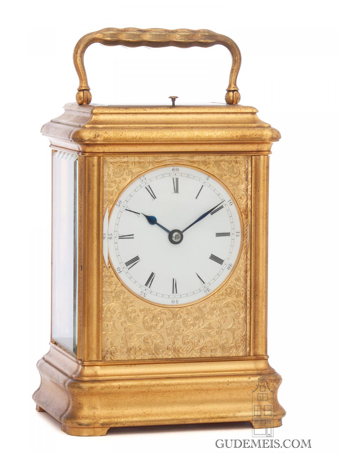A French gilt brass gorge case 'Giant' carriage clock, Drocourt, circa ...