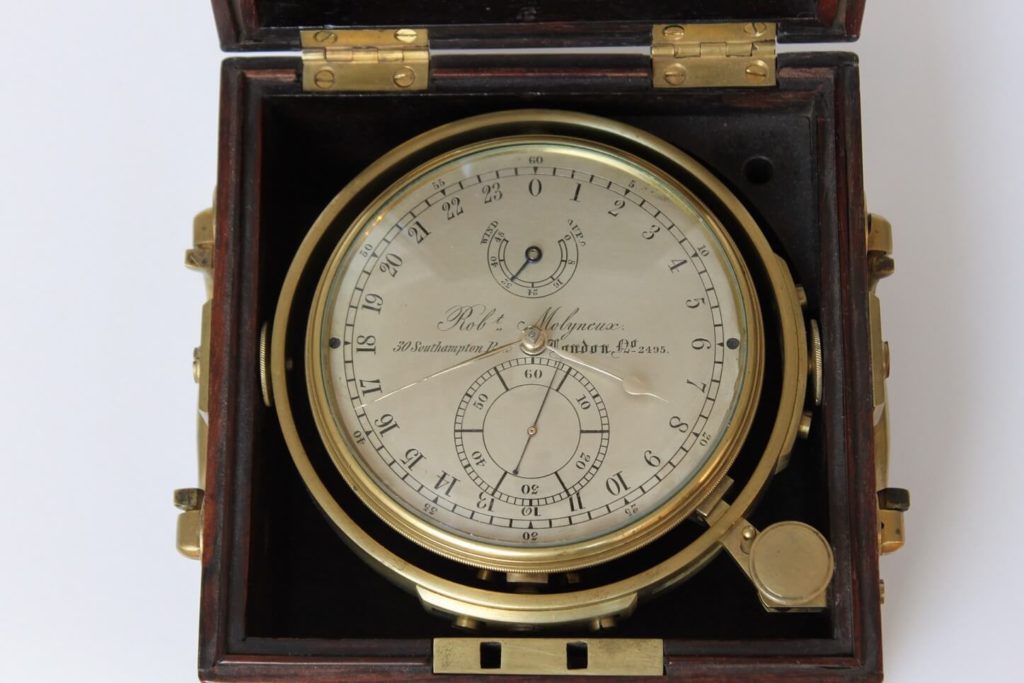 A rare English 2-day rosewood chronometer with 24-hour dial by Molyneux ...