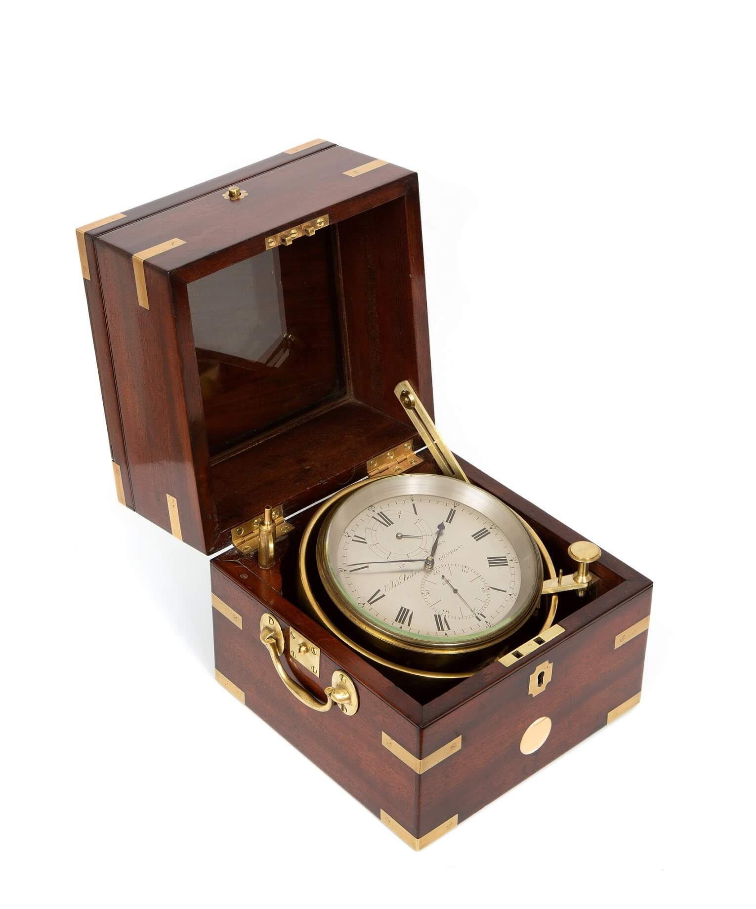 8-day-chronometer-English-antique-clock-mahogany-marine-London-Edward ...