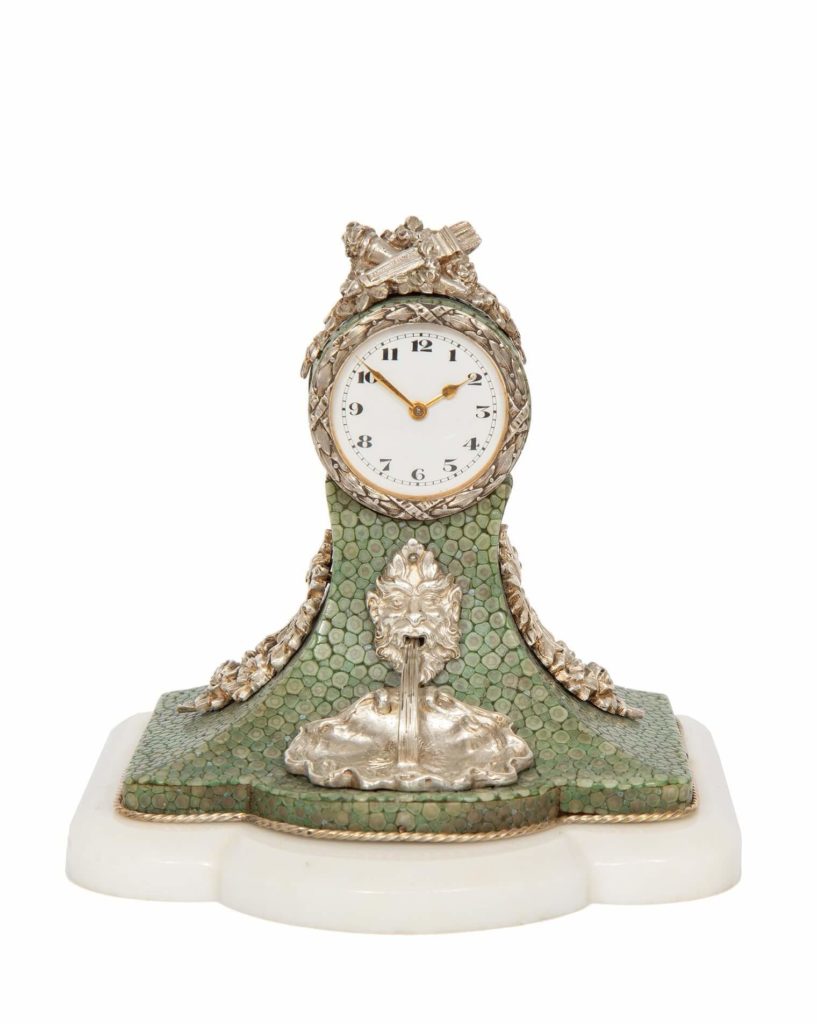 Swiss-miniature-silver-marble-shagreen-antique-clock-timepiece-1thumb ...