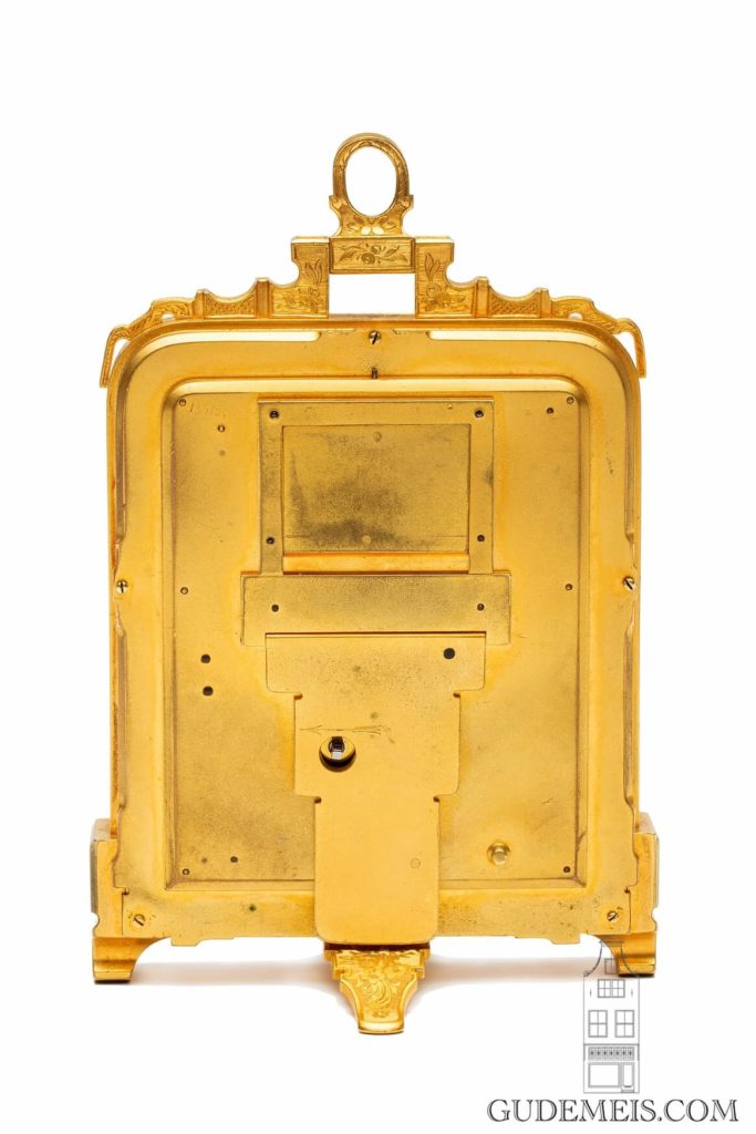 A pre-signed and numbered English engraved gilt brass strut clock by ...