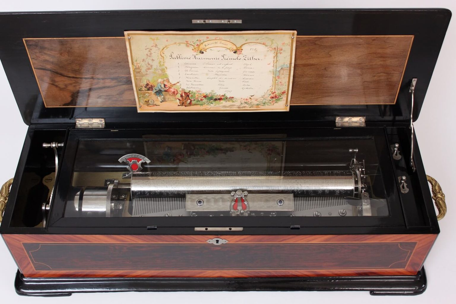 A large Swiss Paillard rosewood 'sublime harmony' cylinder music box ...