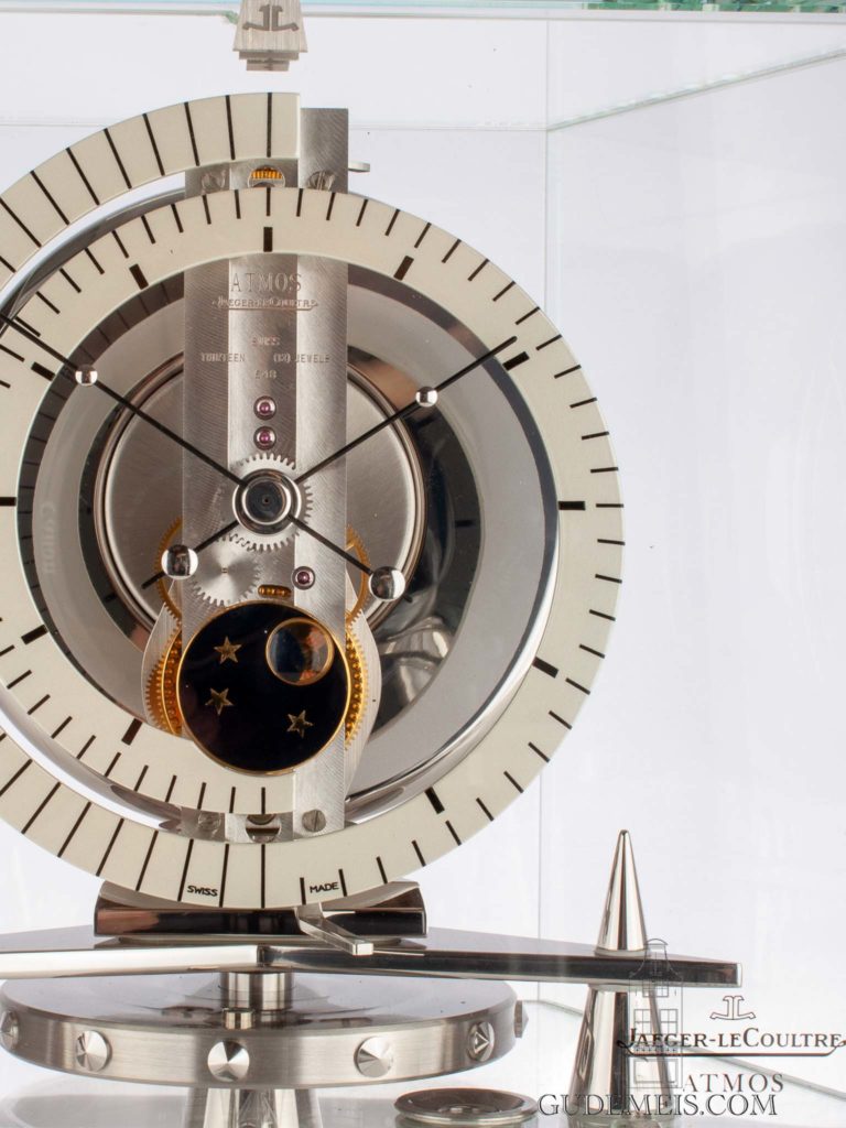 A rare Swiss rhodium Jaeger Lecoultre atmos clock 'Atlantis' with ...