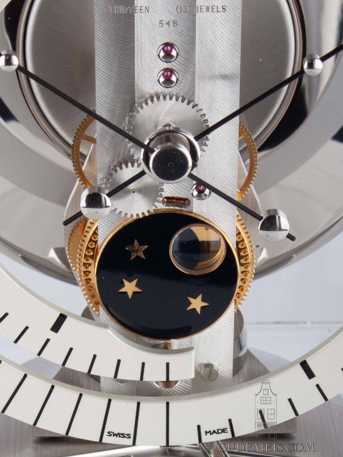 A rare Swiss rhodium Jaeger Lecoultre atmos clock 'Atlantis' with ...