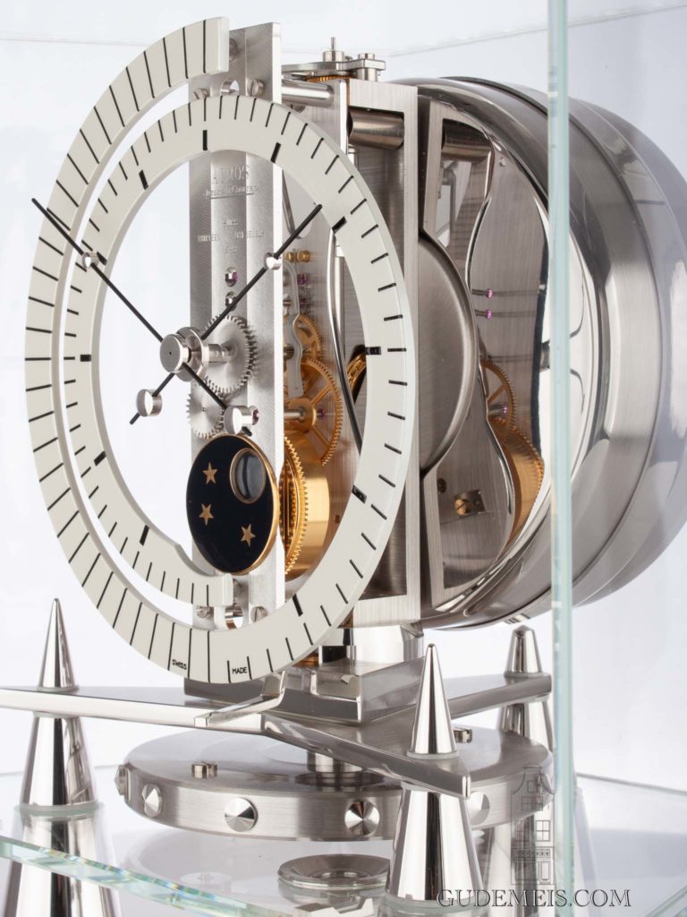 A rare Swiss rhodium Jaeger Lecoultre atmos clock 'Atlantis' with ...