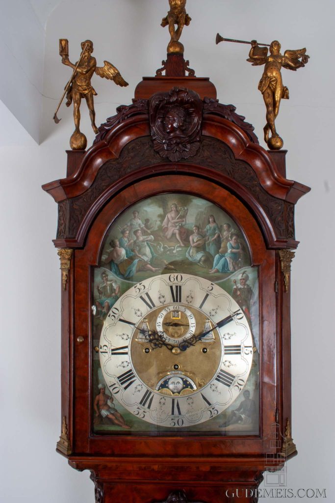 A fine Dutch Amsterdam burr walnut musical longcase clock by Paulus ...