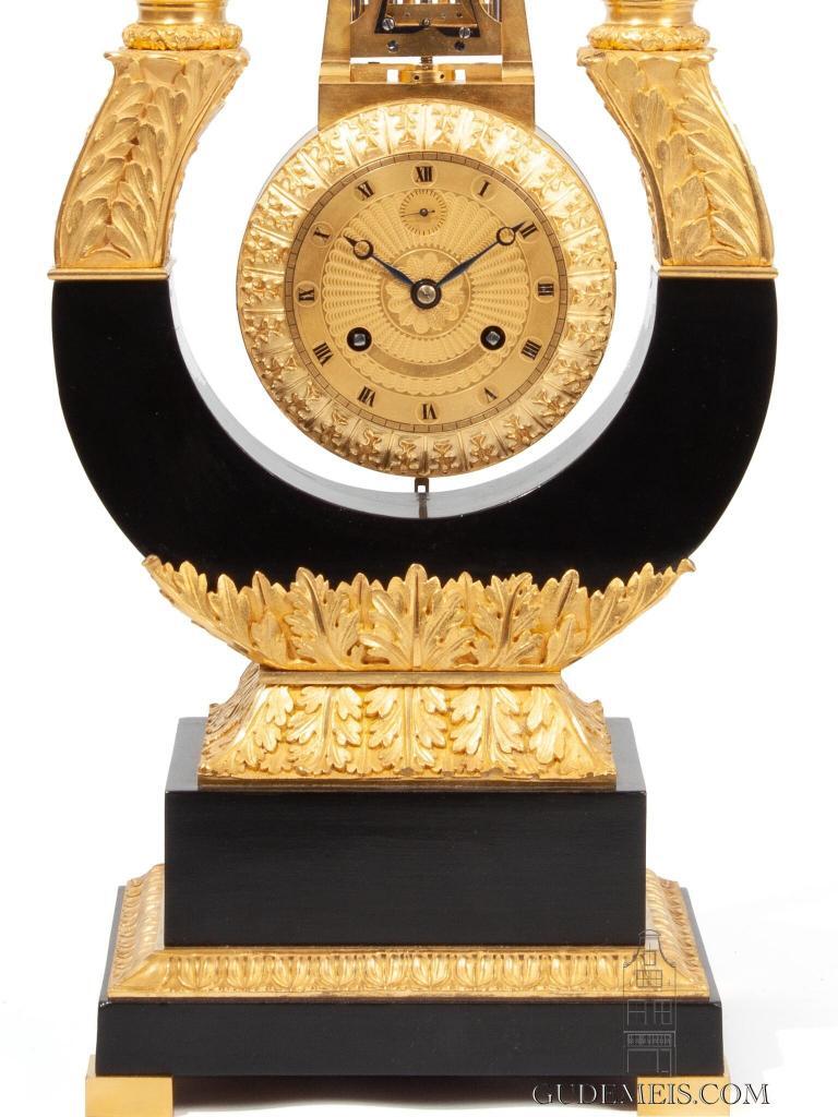 French-empire-charlesX-ormolu-ebony-oscillating-movement-lyre-antique ...