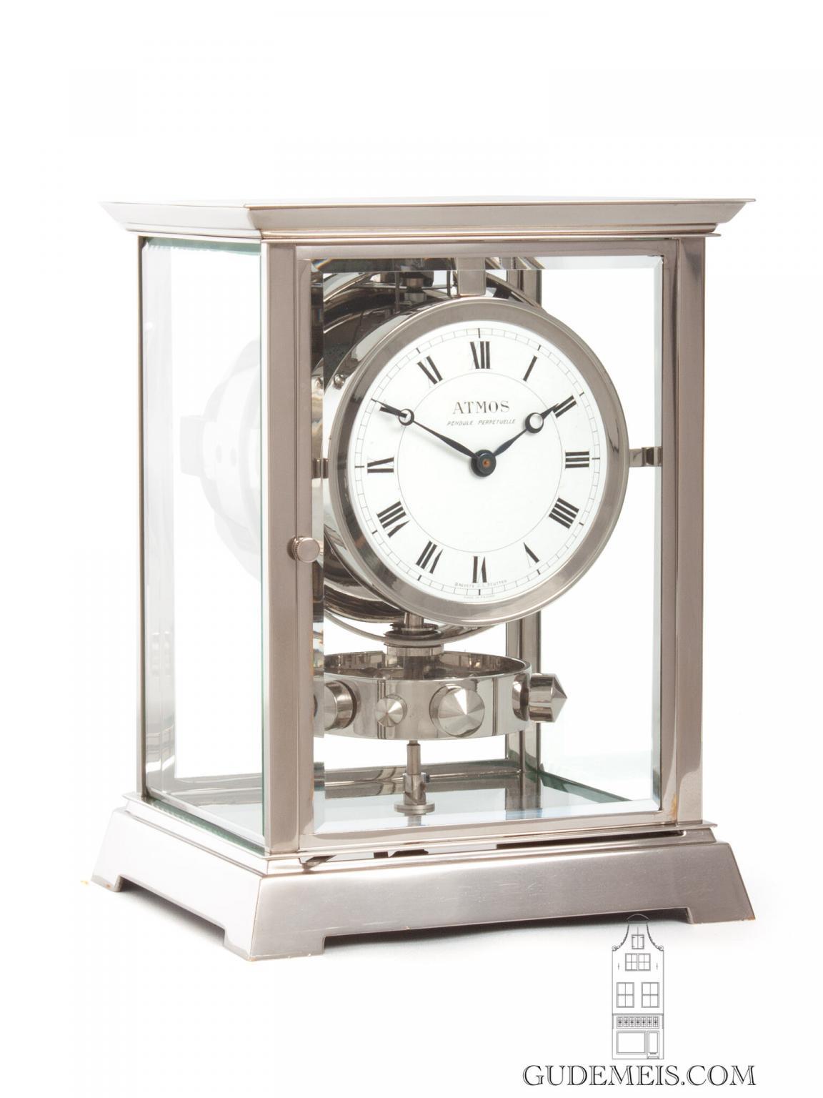 A French Art Deco nickel Jean-Léon Reutter patent atmos clock, circa ...