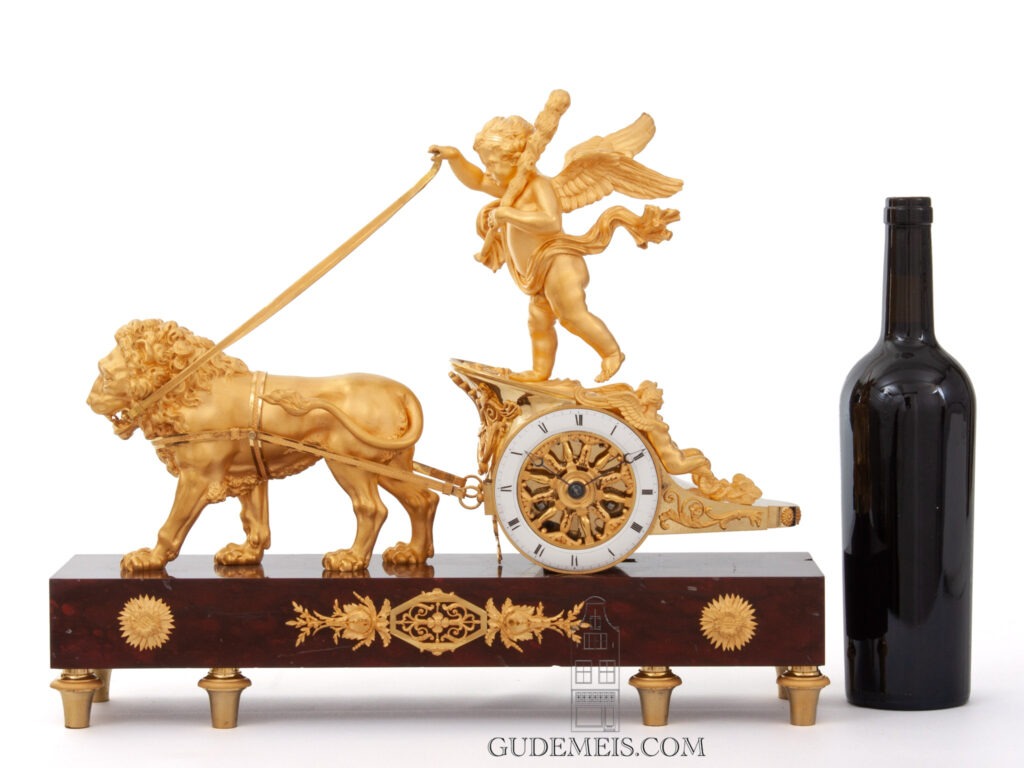French-empire-gilt-bronze-ormolu-griotte-rouge-chariot-cupid-amor-lion ...
