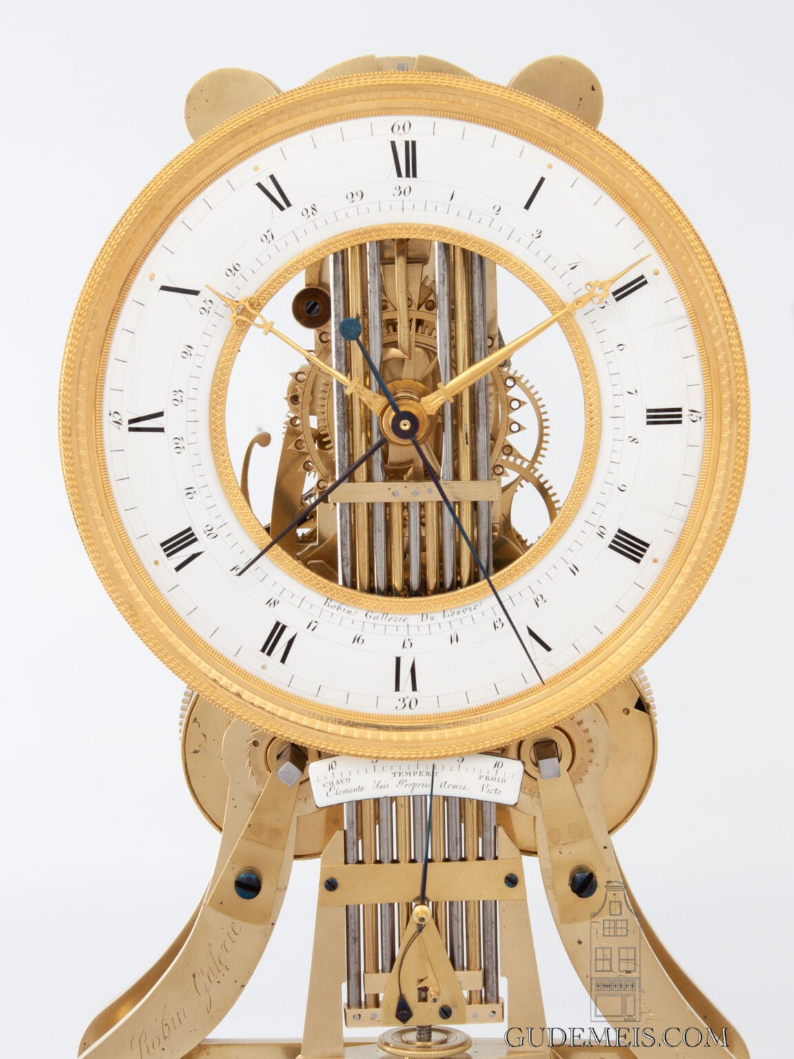 French-Louis XVI-brass-ormolu-skeleton-table-regulator-marble-date ...